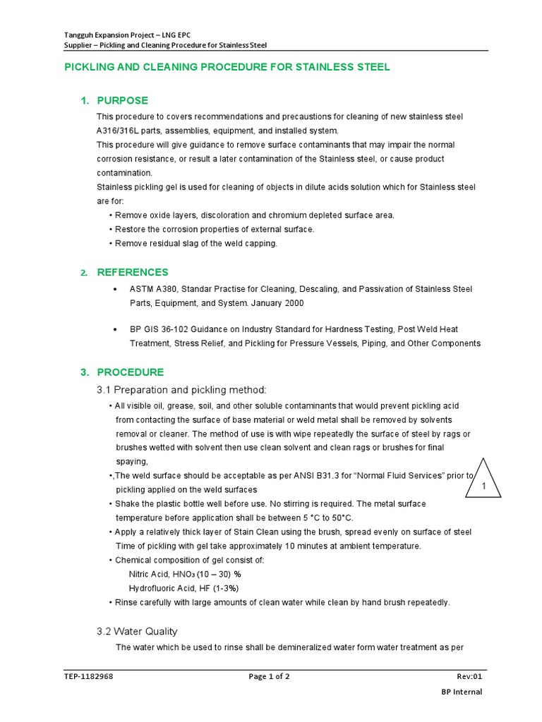 Pickling Procedure 20 - 08 | PDF | Stainless Steel | Welding