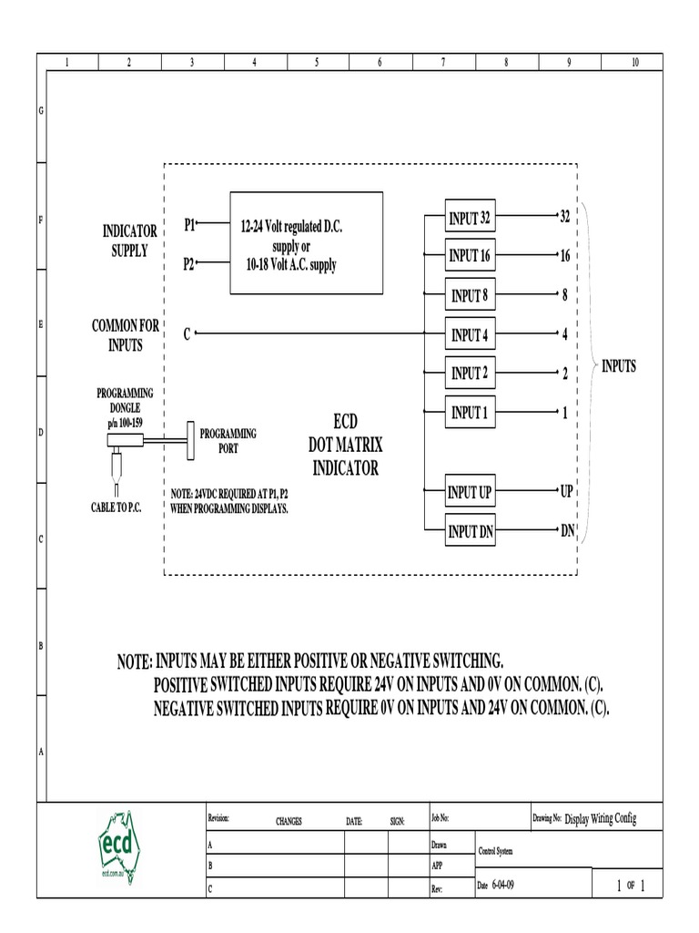 Wiring Configuration Diagram for a Programmable Dot Matrix Display with Multiple Input Options ...