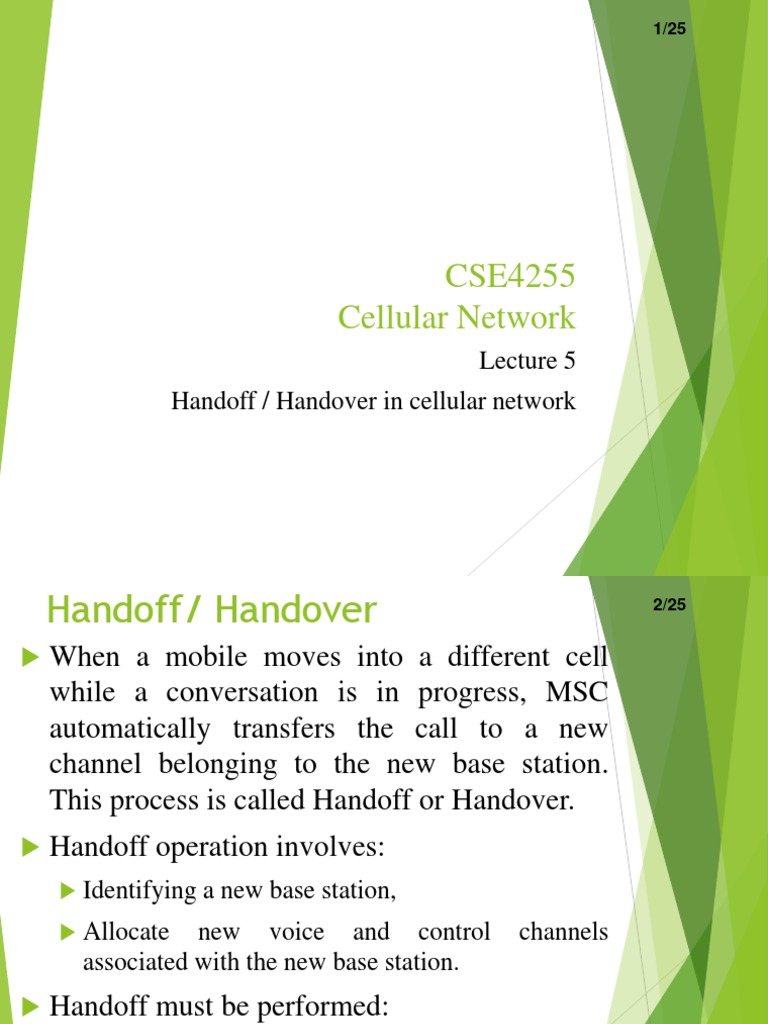 Lecture 5 Handoff PDF | PDF | Cellular Network | Wireless