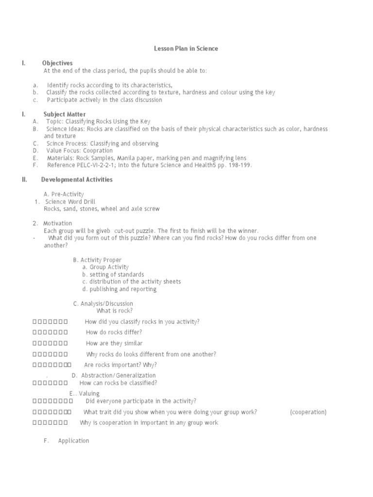 Grade 7-Rocks Lesson Plan | Download Free PDF | Color | Lesson Plan