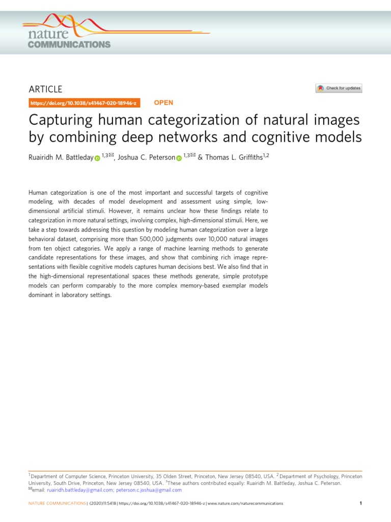 Capturing Human Categorization of Natural Images by Combining Deep Networks and Cognitive Models ...