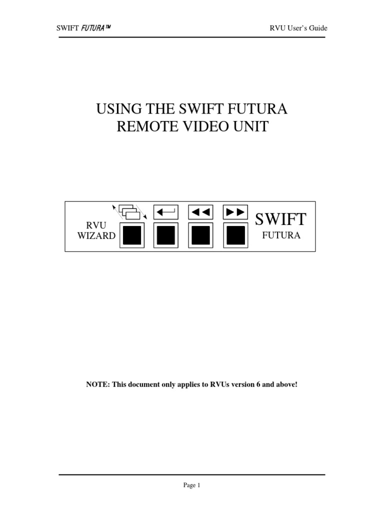 Using The Swift Futura Remote Video Unit | PDF | Menu (Computing ...