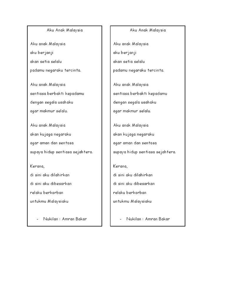 Sajak "Aku Anak Malaysia" | PDF