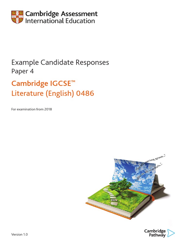Example Candidate Responses: Cambridge IGCSE Literature (English) 0486 ...
