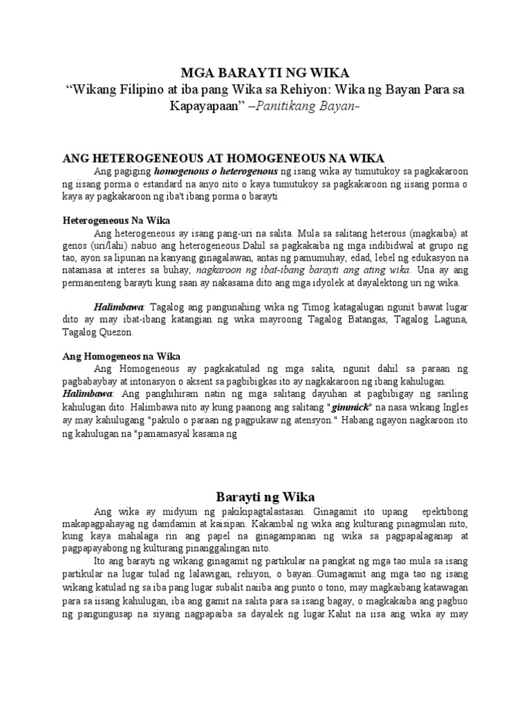 2-Barayti NG Wika | PDF