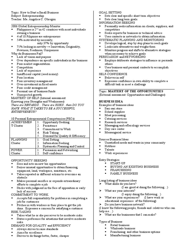 Handout 2 | PDF | Entrepreneurship | Innovation