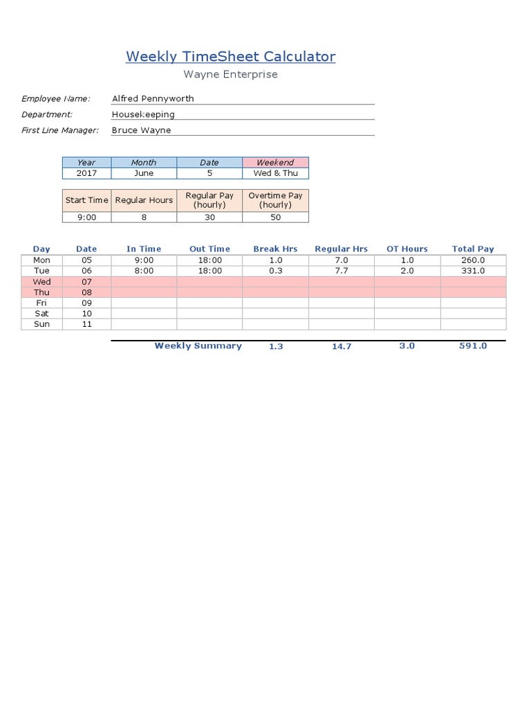 TimeSheet-Calculator TrumpExcelRevised-2017 v1 | PDF | Batman | Working ...
