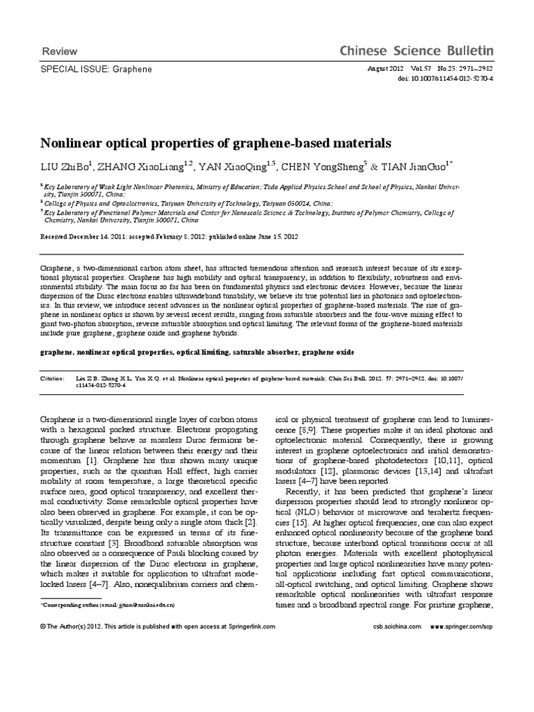 Go Materials For Nlo PDF | PDF | Graphene | Nonlinear Optics