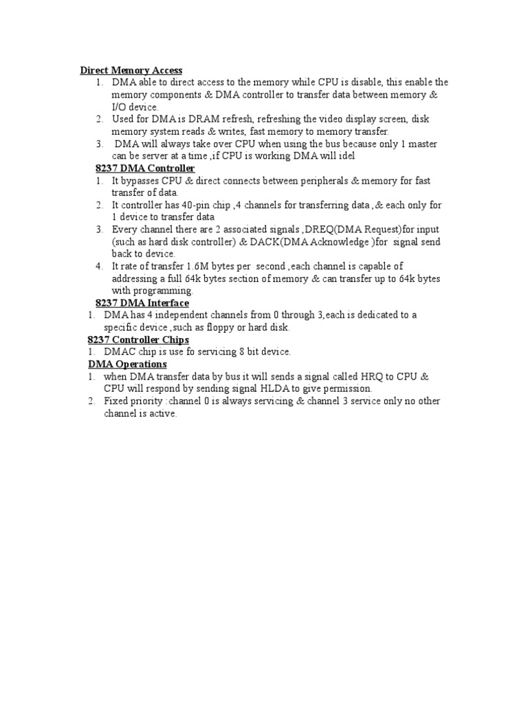Direct Memory Access & 8237 DMA Controller | PDF