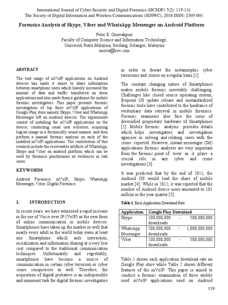 Skype Whatsapp y Viber Forensic | PDF | Android (Operating System) | Digital Forensics