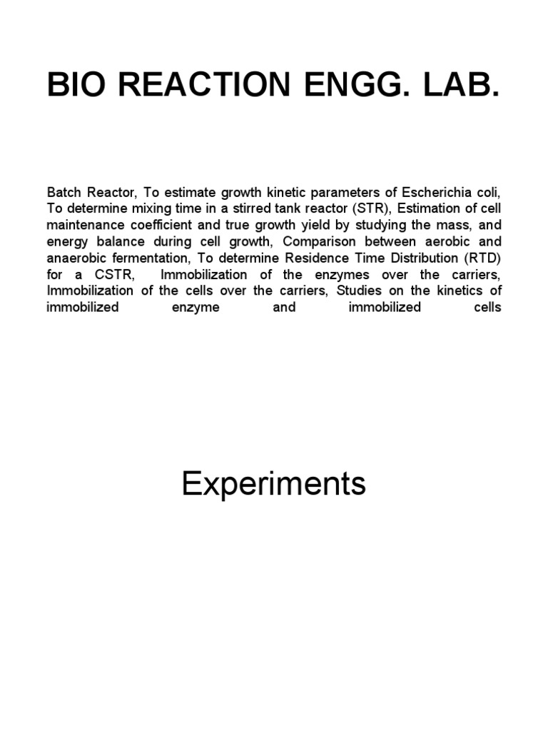 Bio Reaction Engg. Lab | PDF | Chemical Reactor | Foam