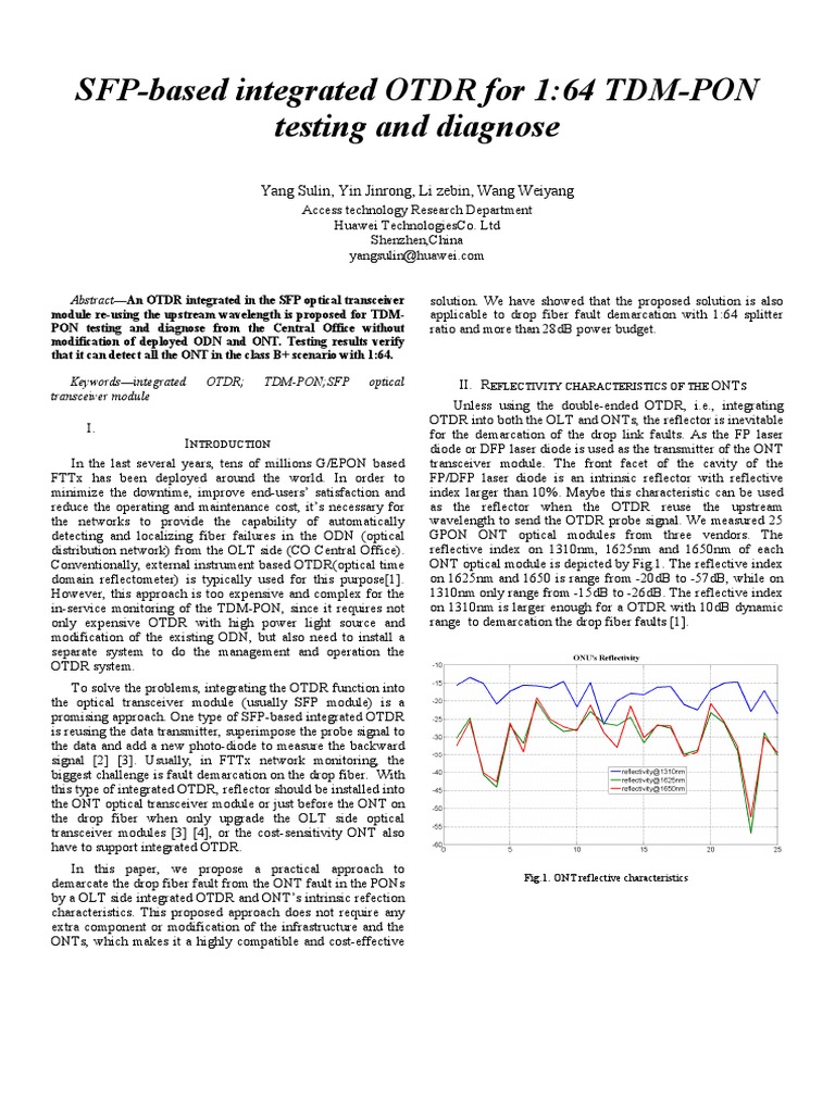 Huawei Integrated OTDR SFP Based IEEE Paper | PDF | Optical Fiber ...
