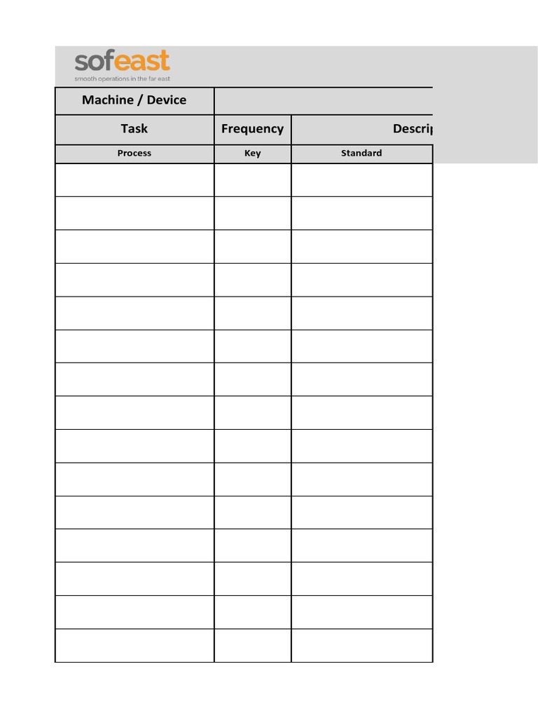Preventive Maintenance Plan: Machine / Device Task Frequency ...
