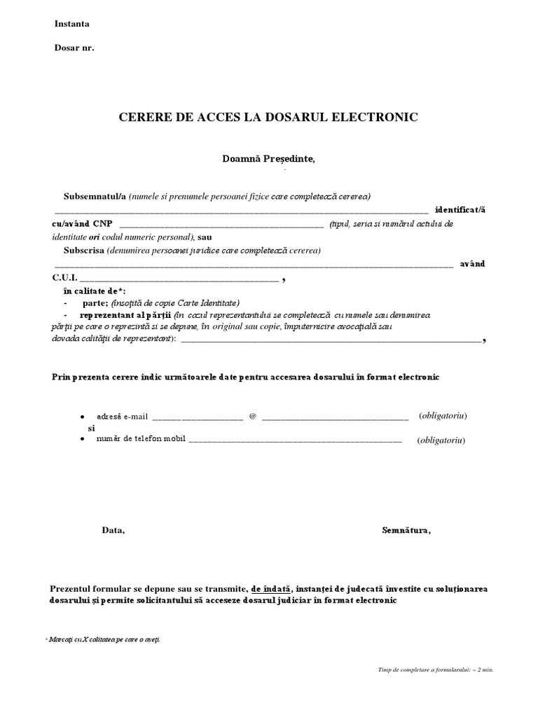 Cerere - Acces Dosar Electronic PDF | PDF