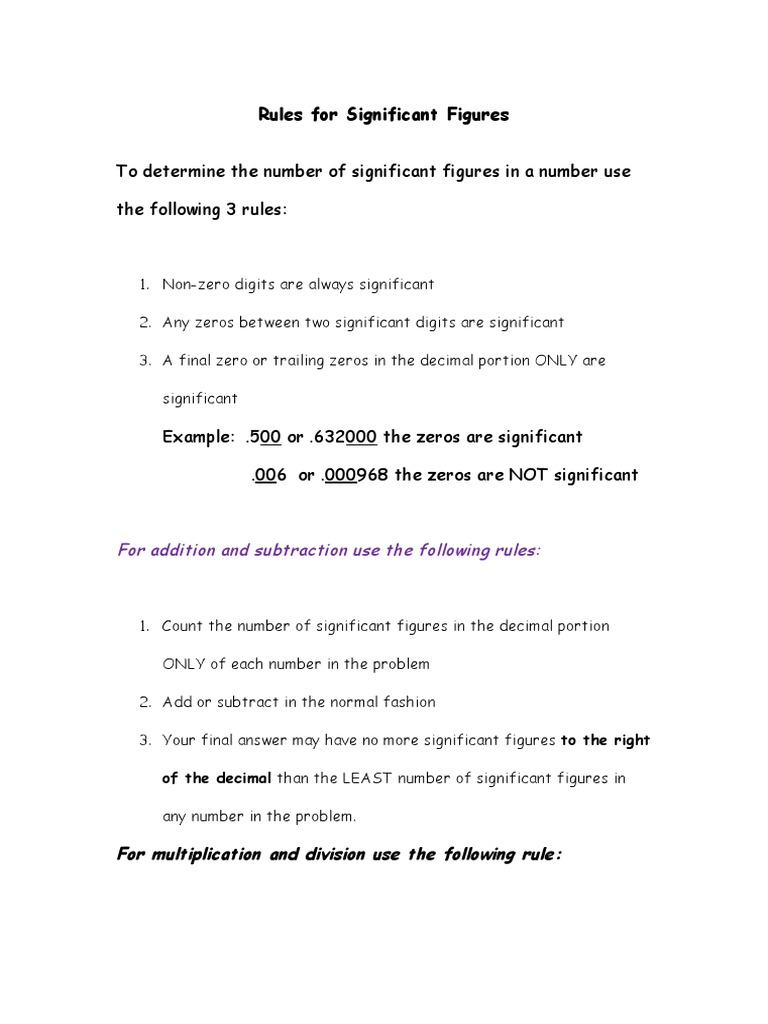 Rules For Significant Figures | PDF