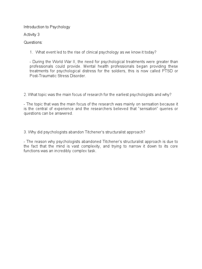 Introduction To Psychology | PDF