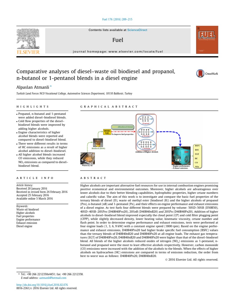 Alpaslan Atmanli: Highlights Graphicalabstract | PDF | Biodiesel ...