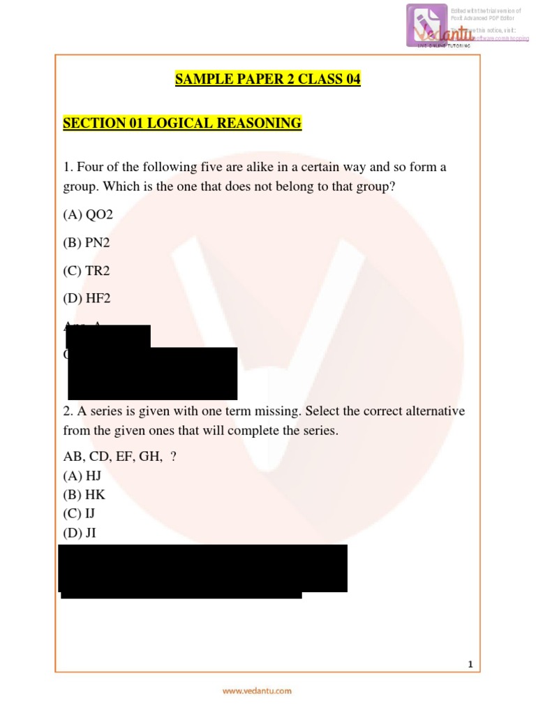 Class 4 Reasoning & Math Practice | PDF | Fraction (Mathematics) | Numbers
