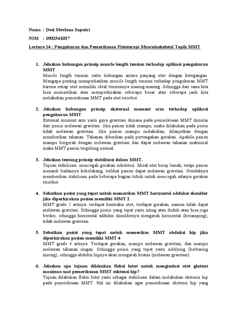 MMT PENGUKURAN FISIOTERAPI | PDF