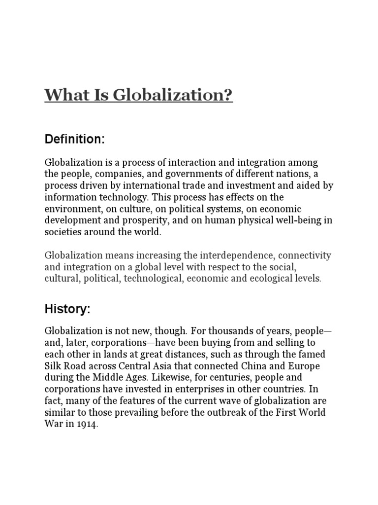 What Is Globalization?: Definition | PDF | Globalization | Free Market