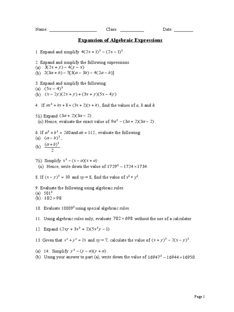 Algebraic Expression Expansion Guide | PDF