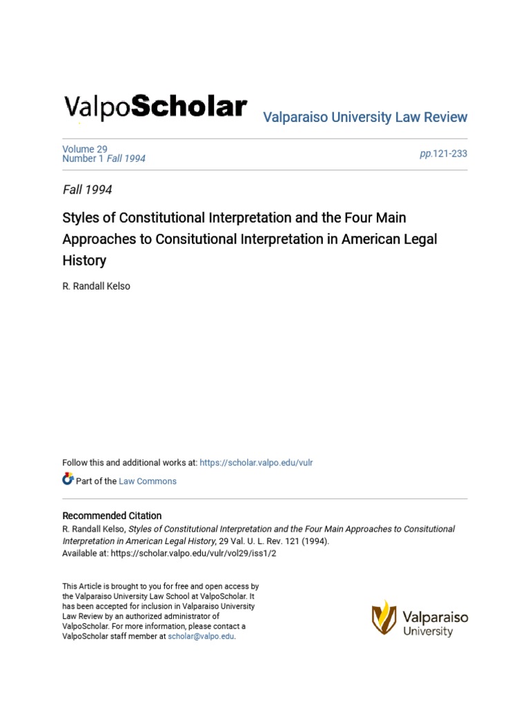 Styles of Constitutional Interpretation and The Four Main Approac PDF ...