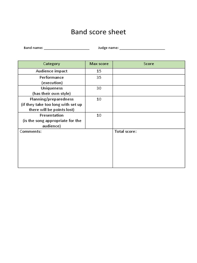 Band Score Sheet | PDF