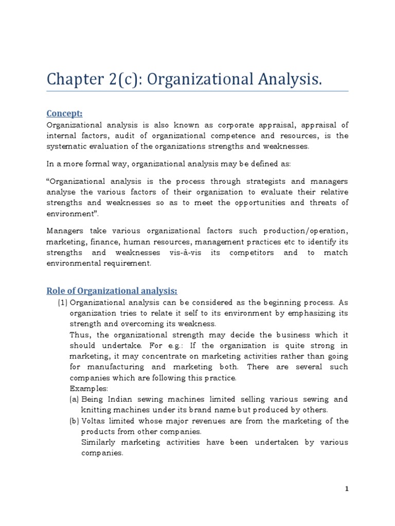 Ch-2 (C) Organisational Analysis | PDF | Benchmarking | Marketing