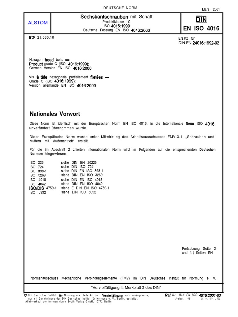 DIN EN ISO 4016 Vijak KC | PDF
