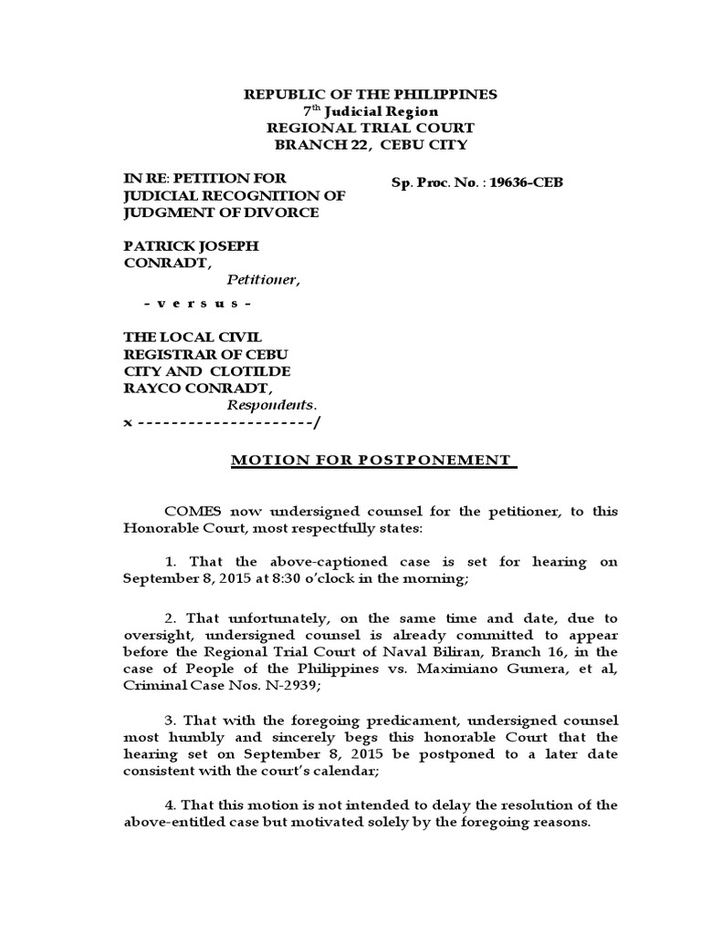 Motion For Reconsideration Conradt 2 | PDF | Constitutional Law ...