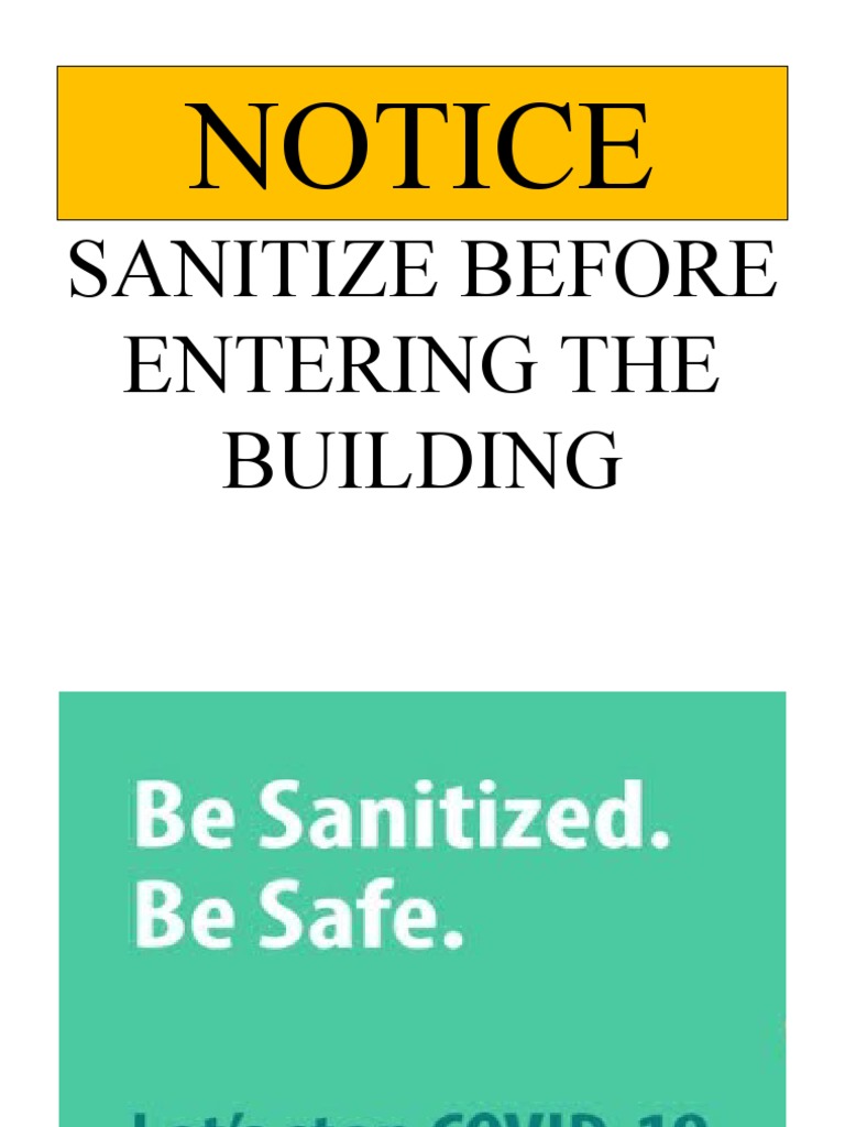 Sanitize Before Entering The Building | PDF