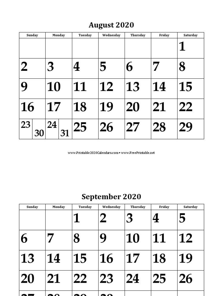 Printable 2020-2021 Monthly Calendars | PDF | Sports