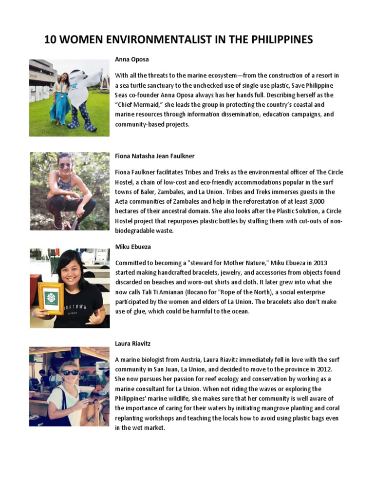 Notable Women Environmentalists in the Philippines | PDF | Natural ...