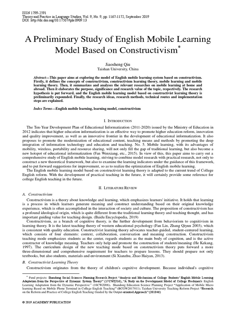 A Preliminary Study of English Mobile Learning Model Based On Constructivism | PDF ...