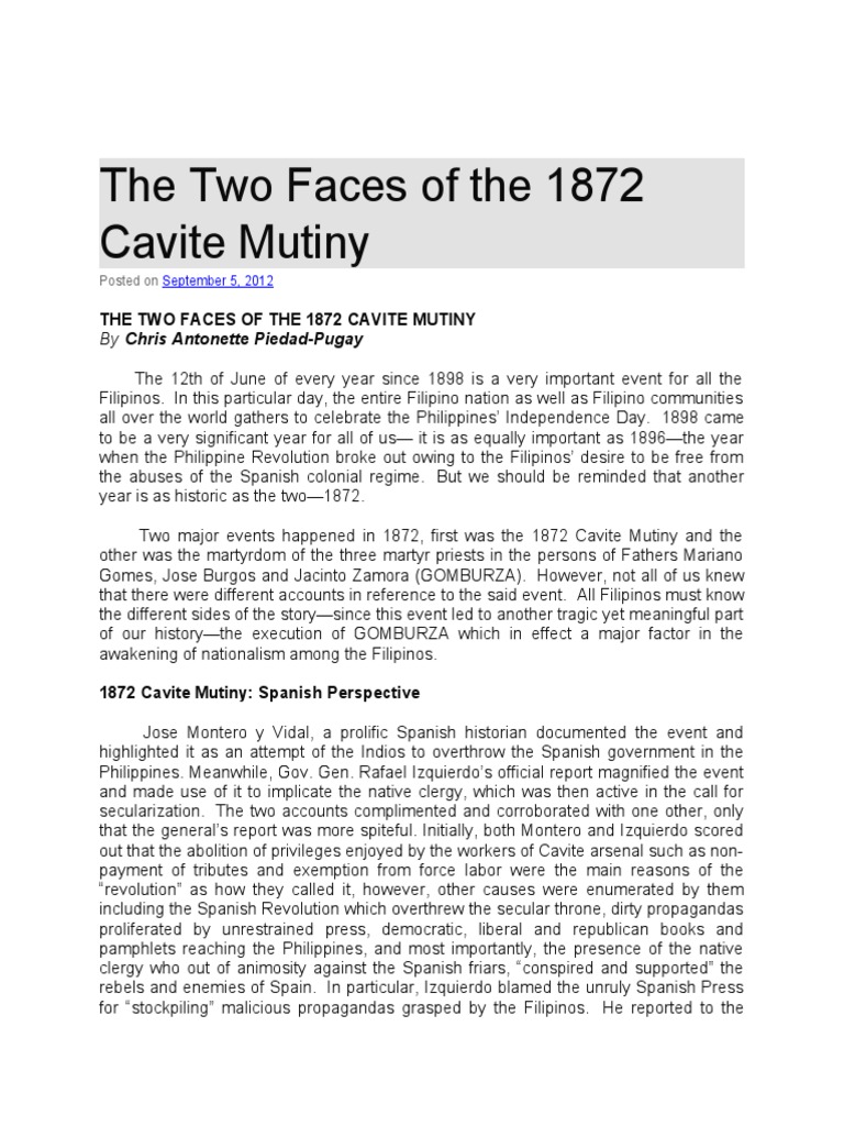 The Two Faces of The 1872 Cavite Mutiny | PDF | Spanish Colonization Of ...