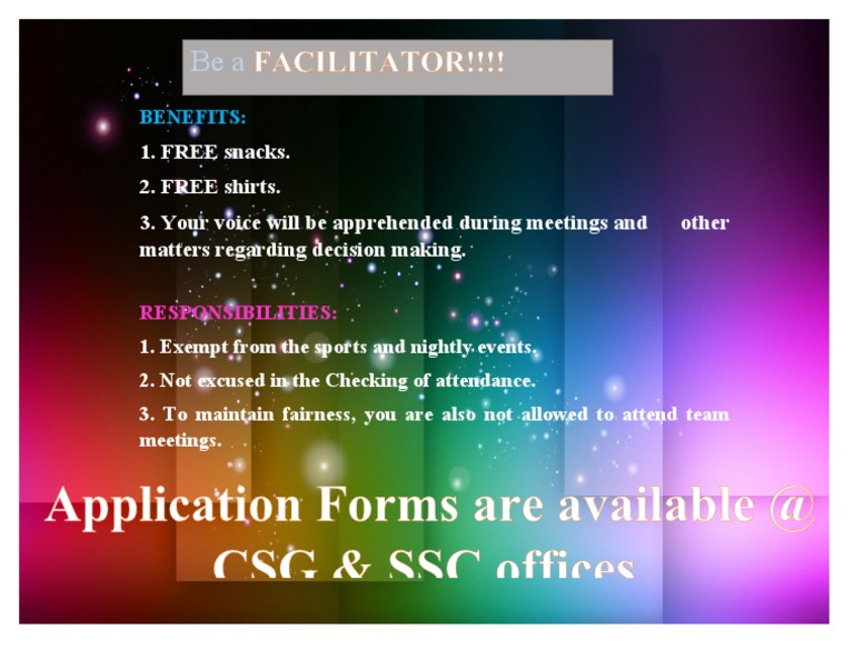 Application Forms Are Available at CSG & SSC Offices.: Facilitator ...