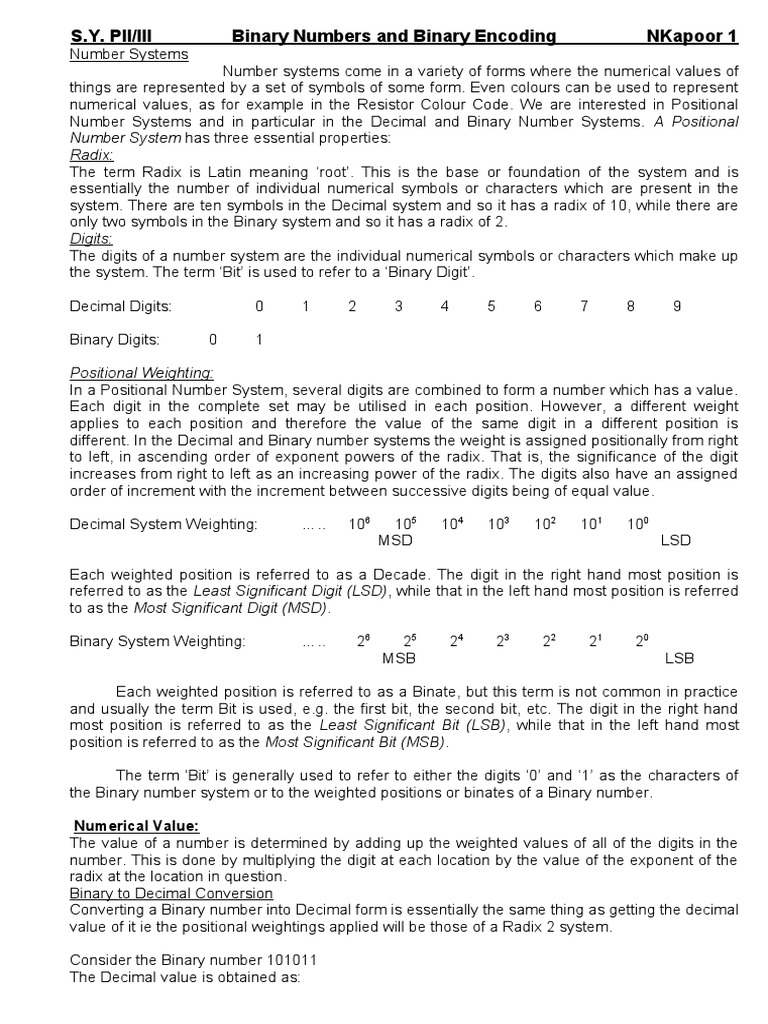 SY Binary Numbers | PDF | Subtraction | Theoretical Computer Science