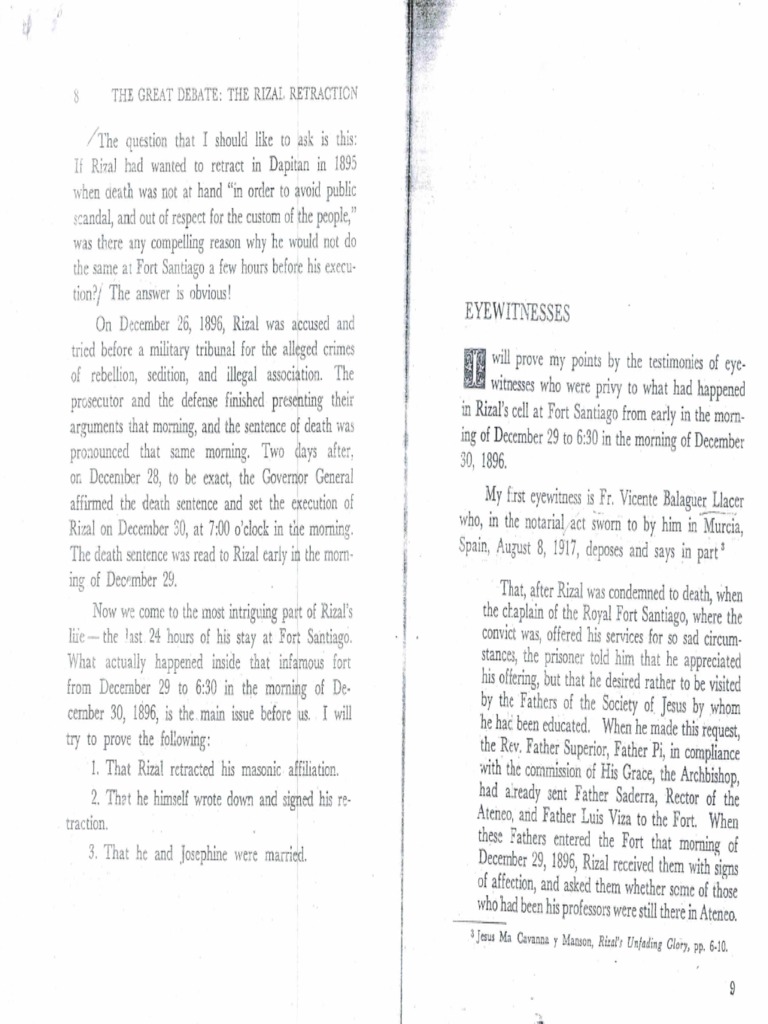 The Great Debate - The Rizal Retraction | PDF
