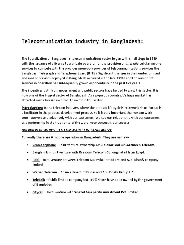 Telecommunication Industry in Bangladesh | PDF | Business ...