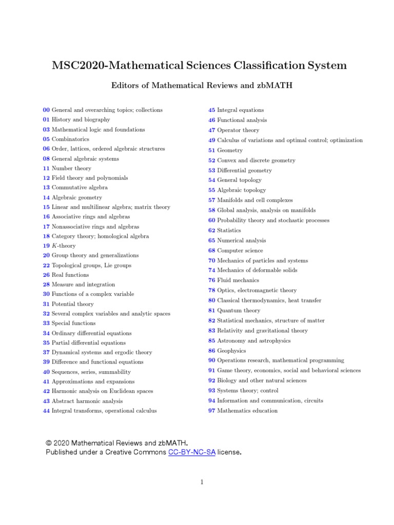 Msc2020-Mathematical Sciences Classification System: Editors of ...