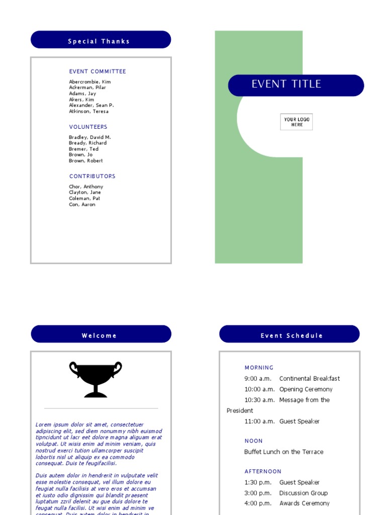 Event Schedule and Acknowledgments | PDF