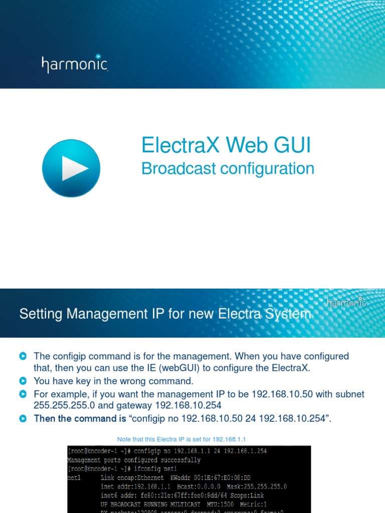 ElectraX WebGUI Configuration For Broadcast | PDF
