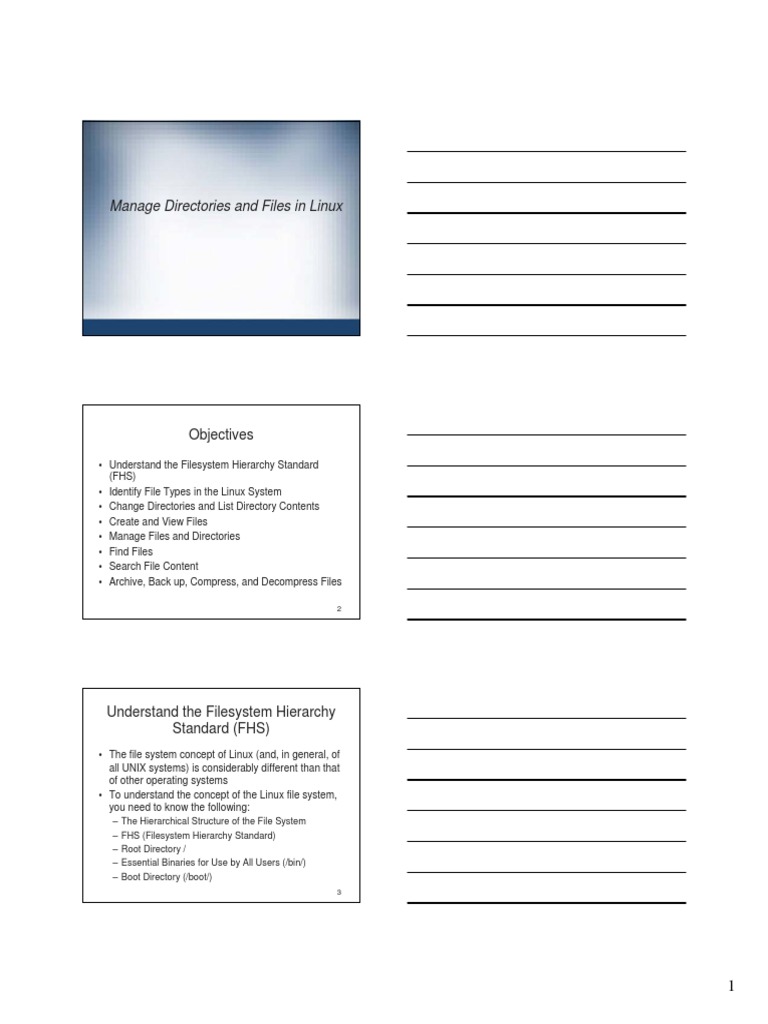 Manage Directories and Files in Linux: Objectives | PDF | File System | Directory (Computing)