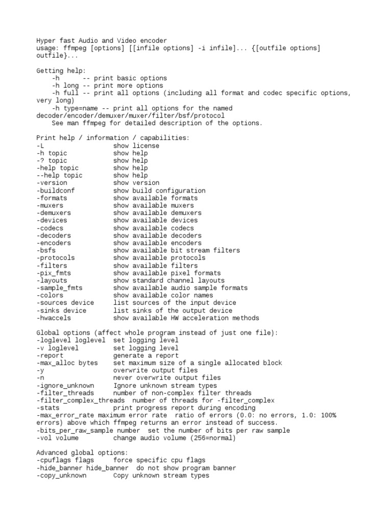 Manual Ffmpeg | PDF | Codec | Video