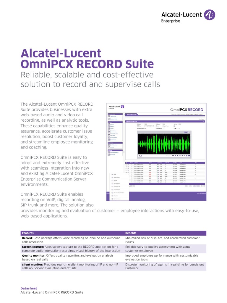 Omnipcx Record Suite Datasheet en | PDF | Session Initiation Protocol ...