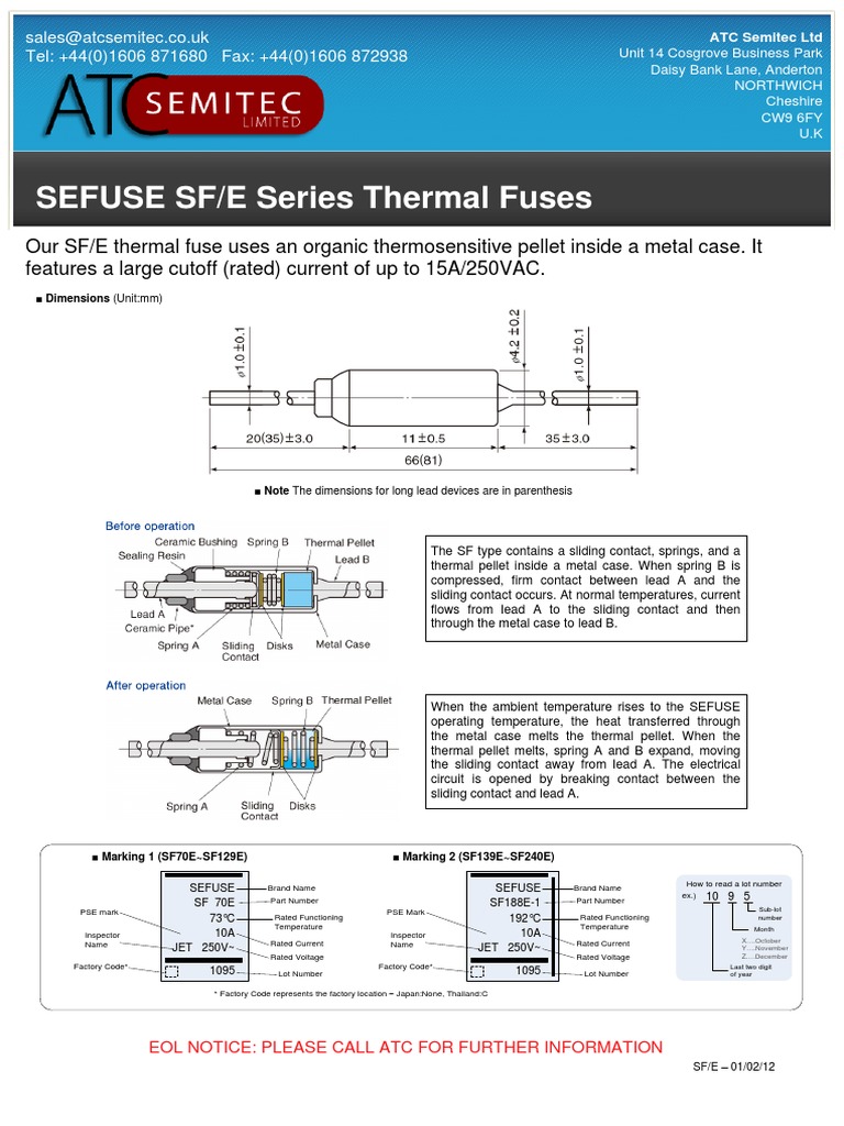 SEFUSE SF SERIES Datasheet PDF | PDF | Fuse (Electrical) | Electrical ...