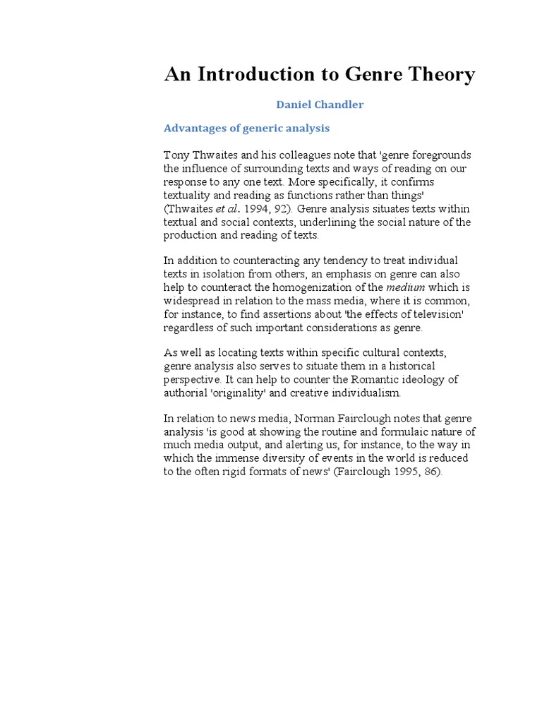 An Introduction To Genre Theory | PDF | Science Fiction | Dystopia