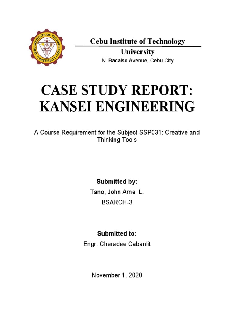 Case Study Report: Kansei Engineering: Cebu Institute of Technology University | PDF | Human ...