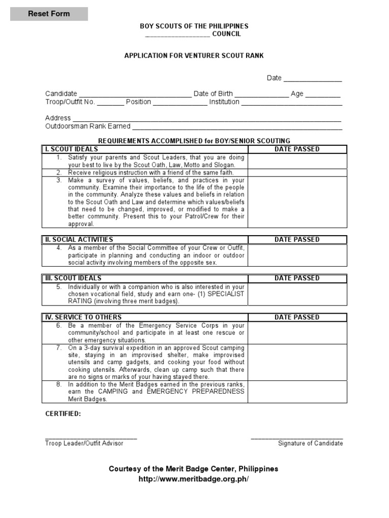 Venturer Application Form | PDF