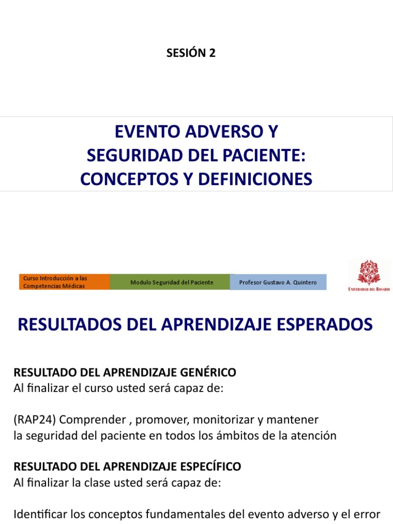 Evento Adverso. Conceptos y Definiciones | PDF | Seguridad del paciente ...